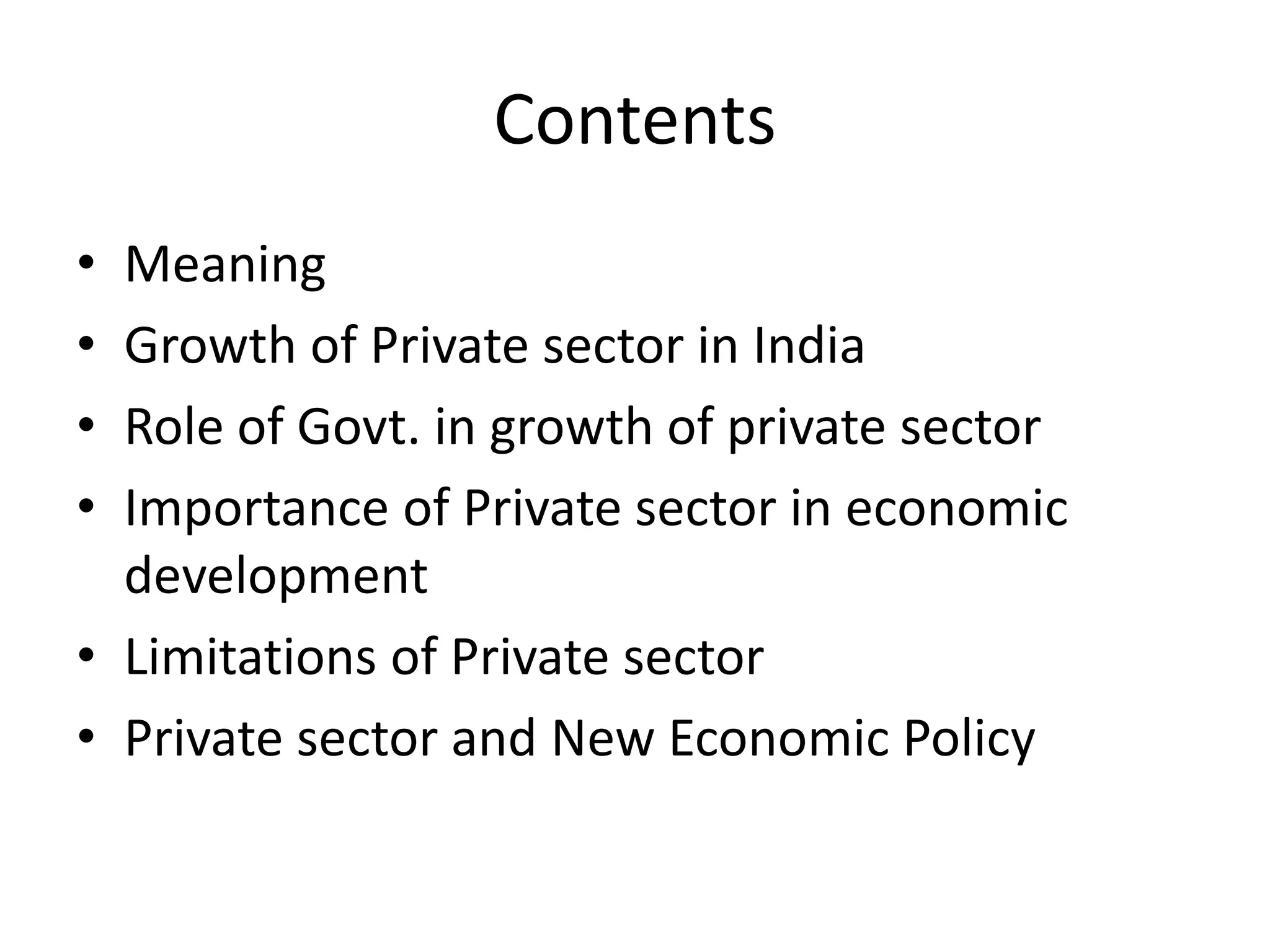 Private sector in india | PPTX