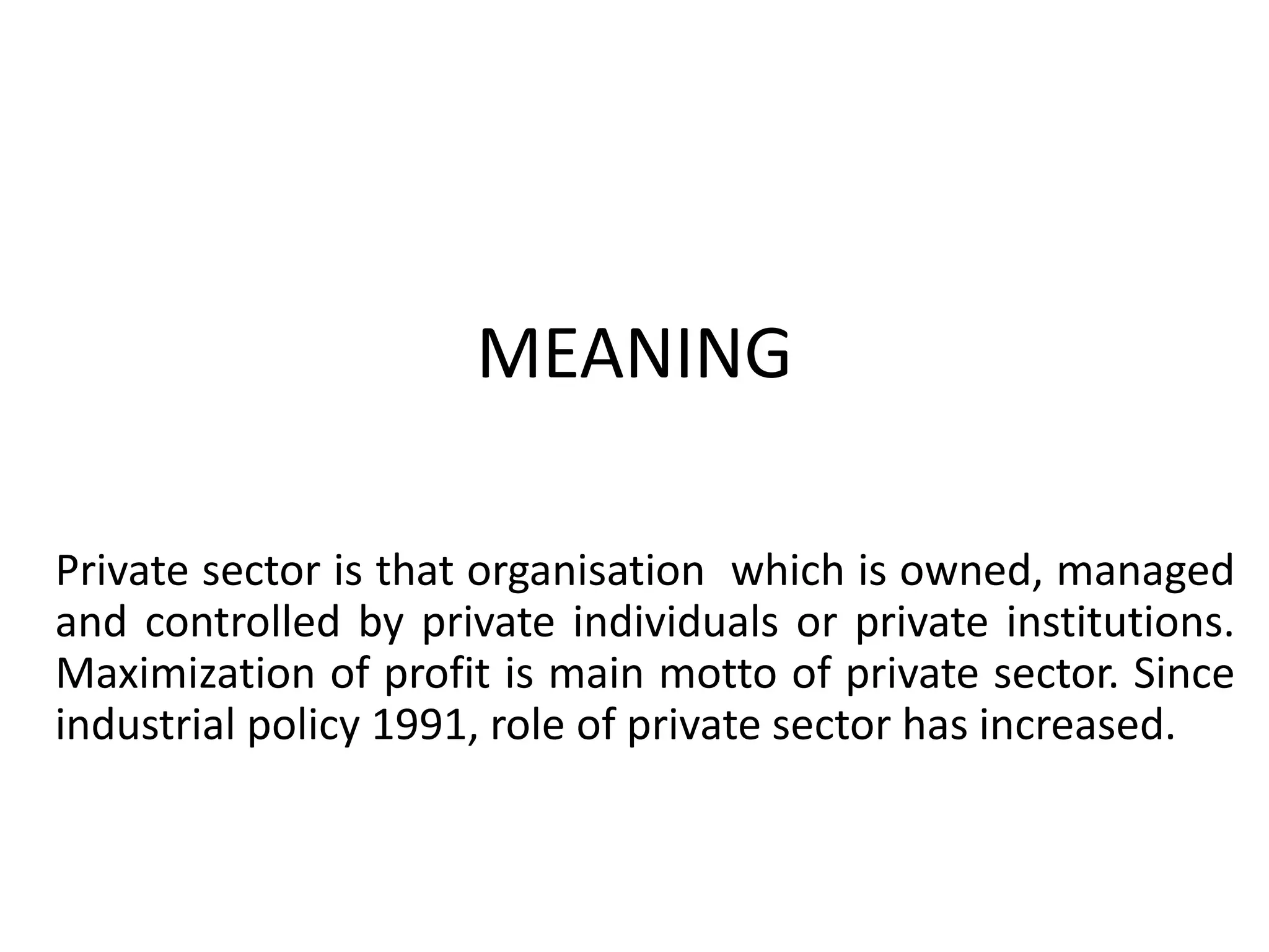 Private sector in india | PPTX
