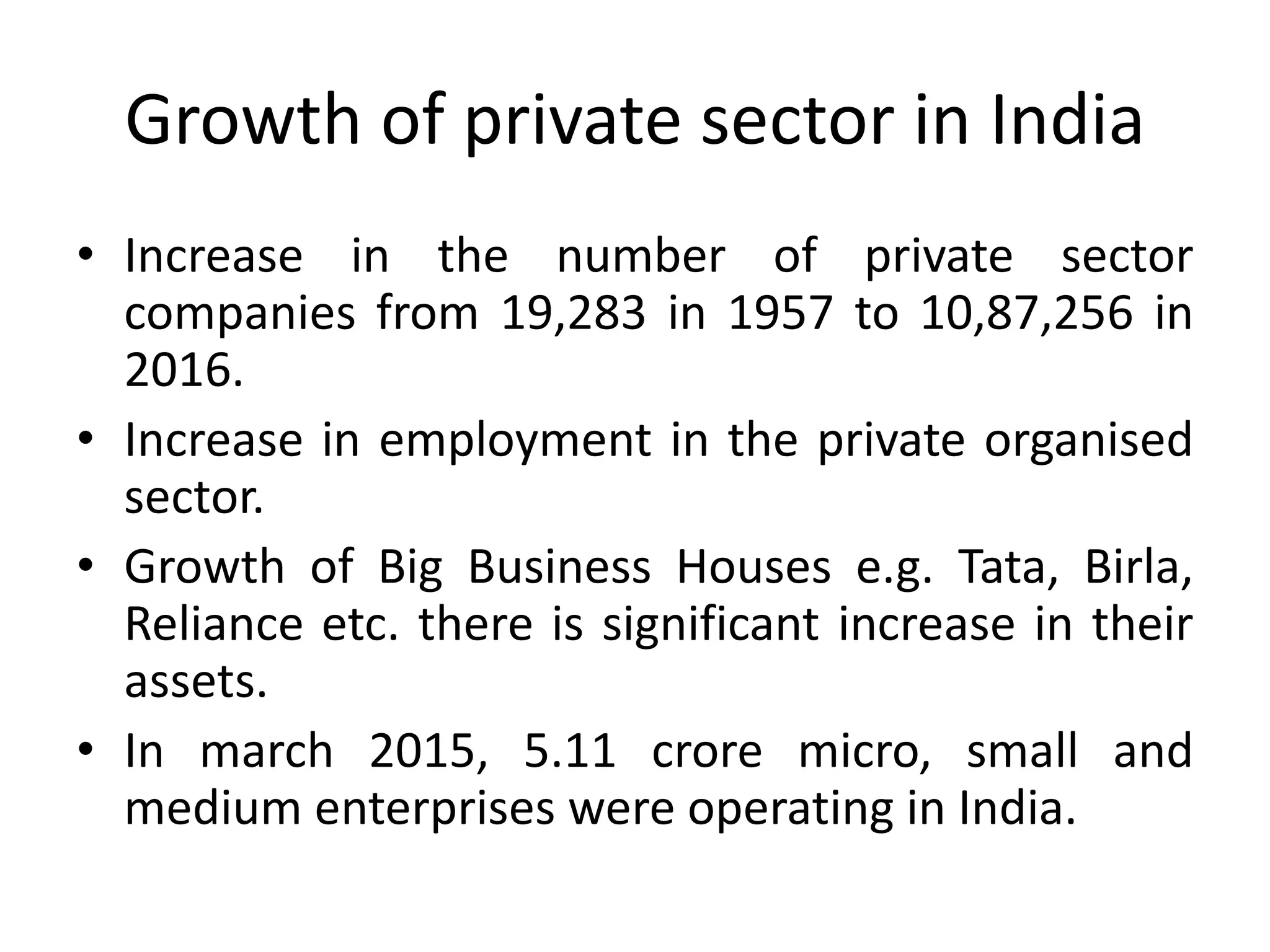 Private sector in india | PPTX