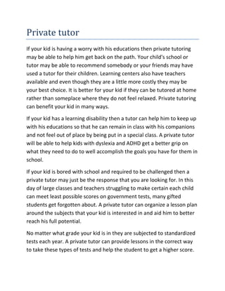 Private tutor | PDF