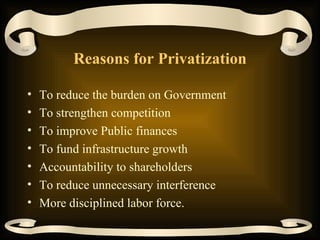 Privatisation of public sector | PPT