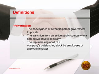 Privatization and deregulation | PPTX