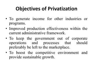 Privatization and Disinvestment - Meaning, Objectives, Advantages and ...