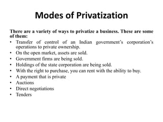 Privatization and Disinvestment - Meaning, Objectives, Advantages and ...