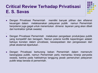 Privatization and Public Private Partnerships By E.S Savas | PPT