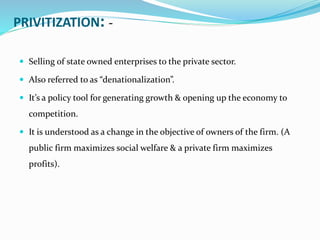 Privatization in pakistan | PPTX