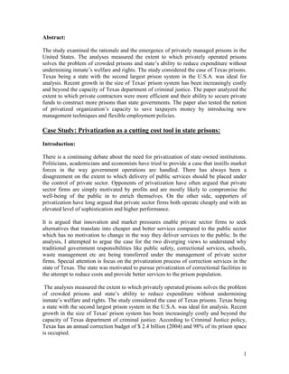 Privatization of state prisons by emanuel baisire | PDF