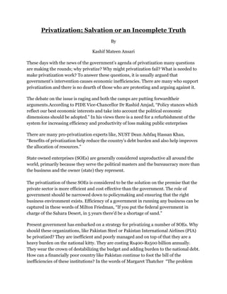 Privatization; salvation or an incomplete truth | PDF