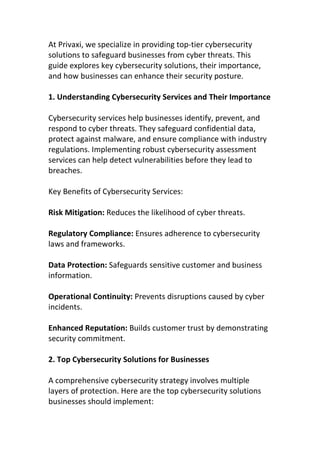 The Ultimate Guide to Cybersecurity Services and Solutions for ...