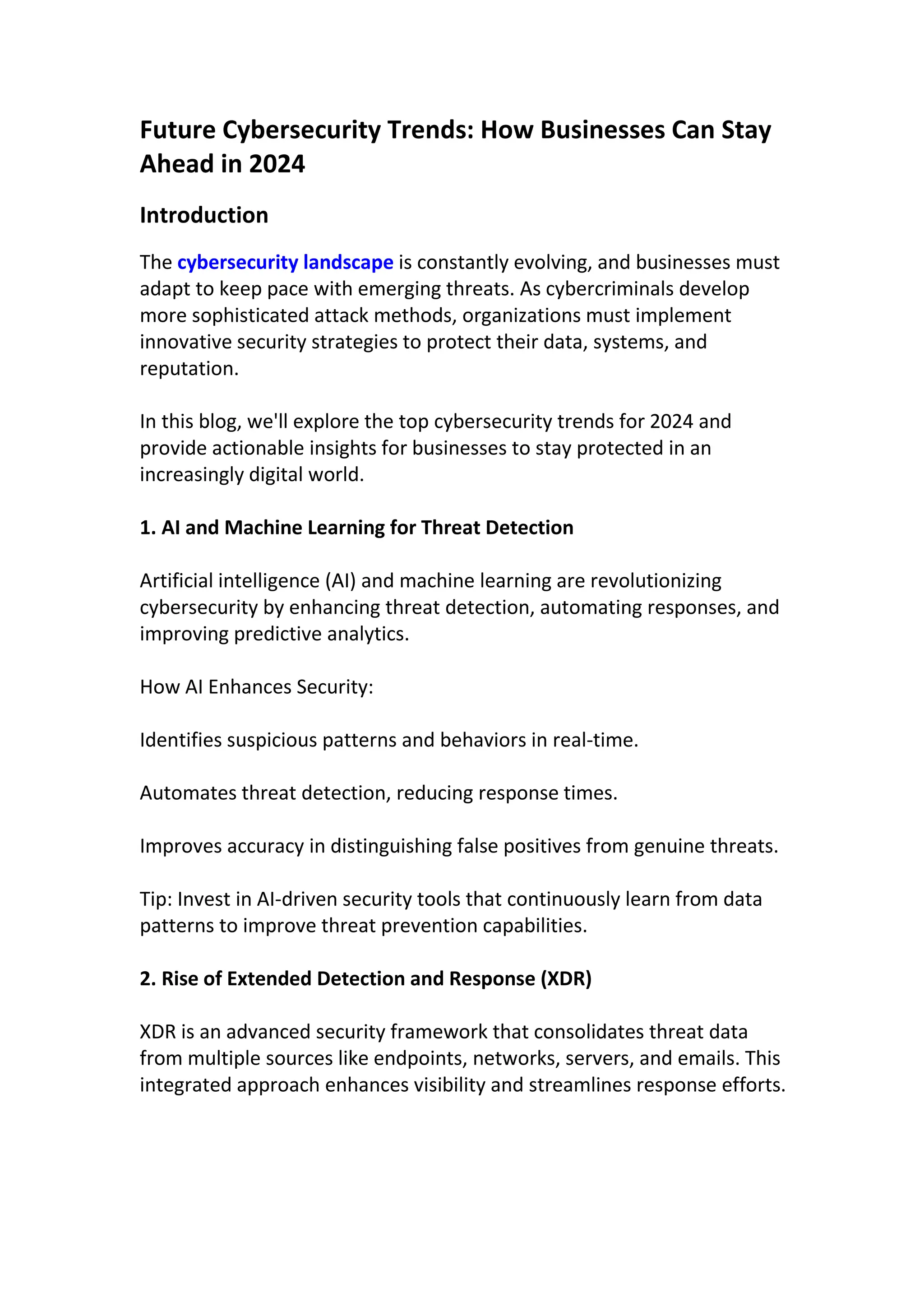 Top Cybersecurity Trends for 2024: Stay Ahead of Emerging Threats | PDF