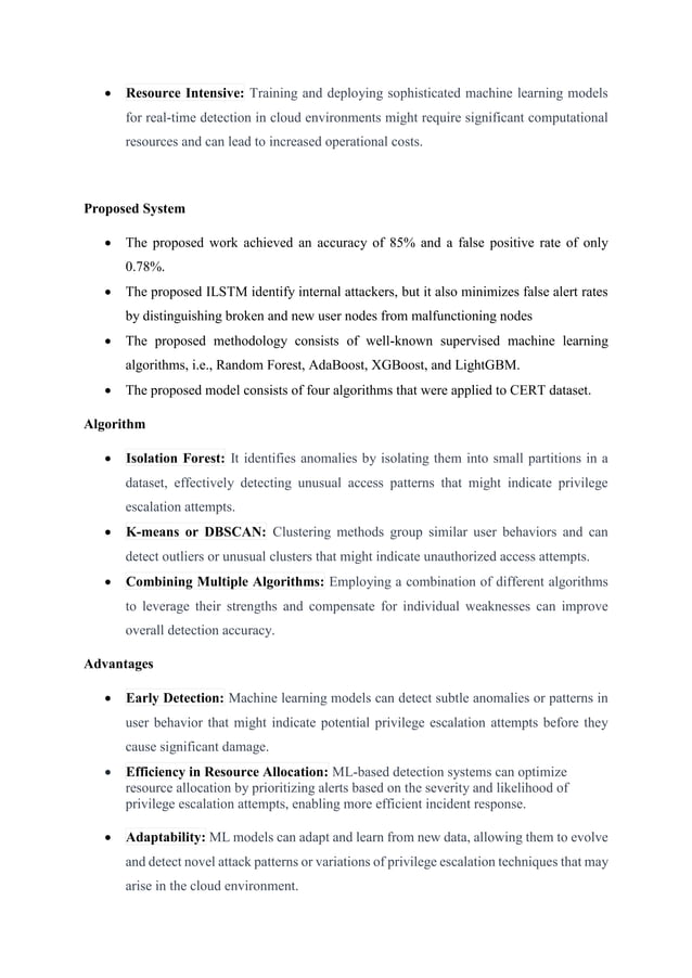 Privilege Escalation Attack Detection And Mitigation In Cloud Using Machine Learning Docx