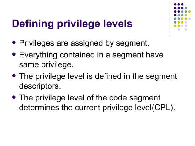 Privilege levels 80386 | PPT