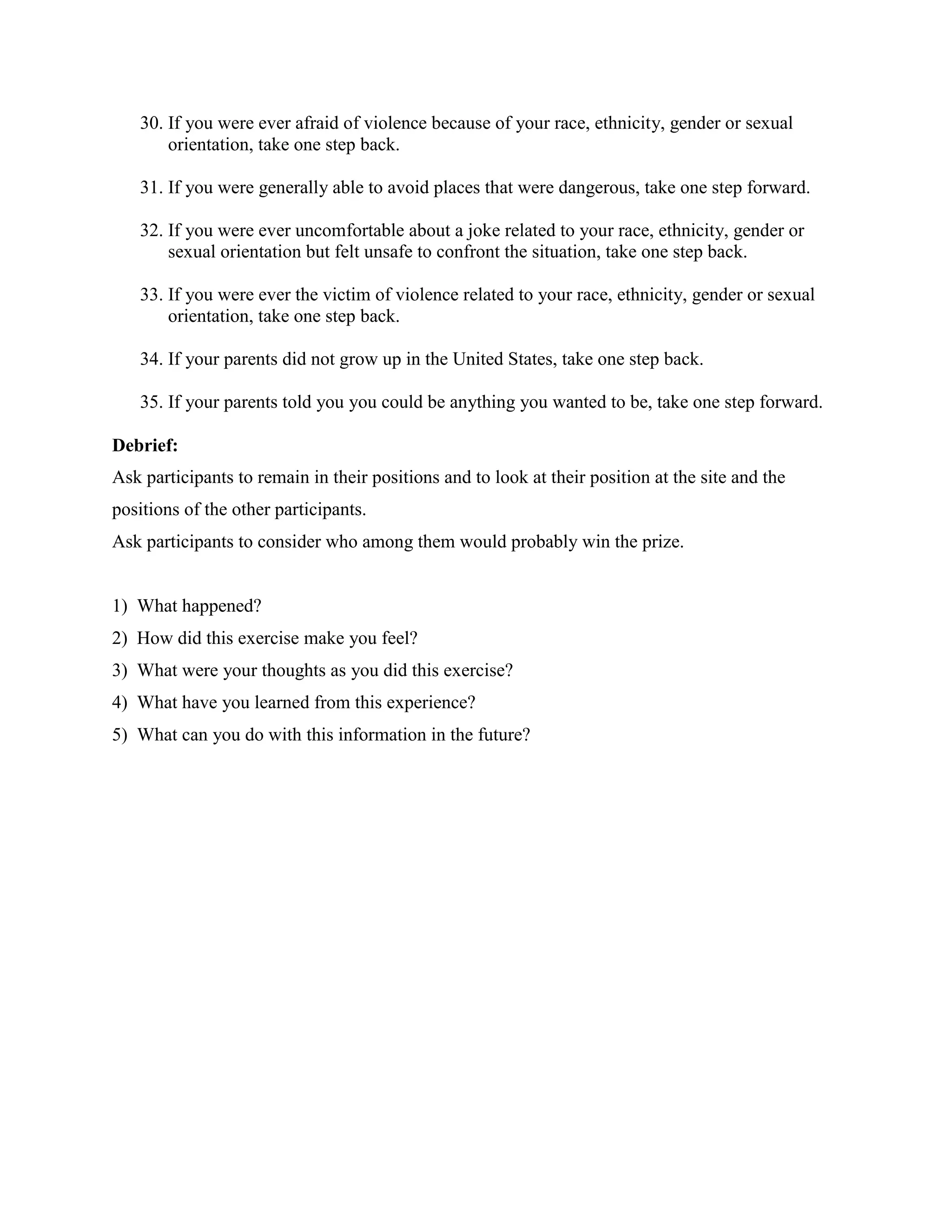 Privilege walk | PDF