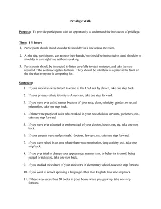 Privilege walk | PDF