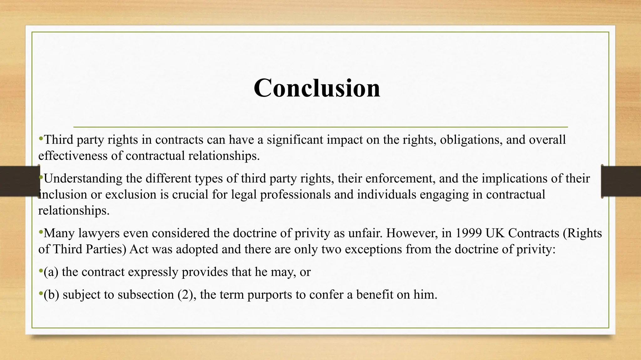 Privity in UK Contracts for the third party | PPTX