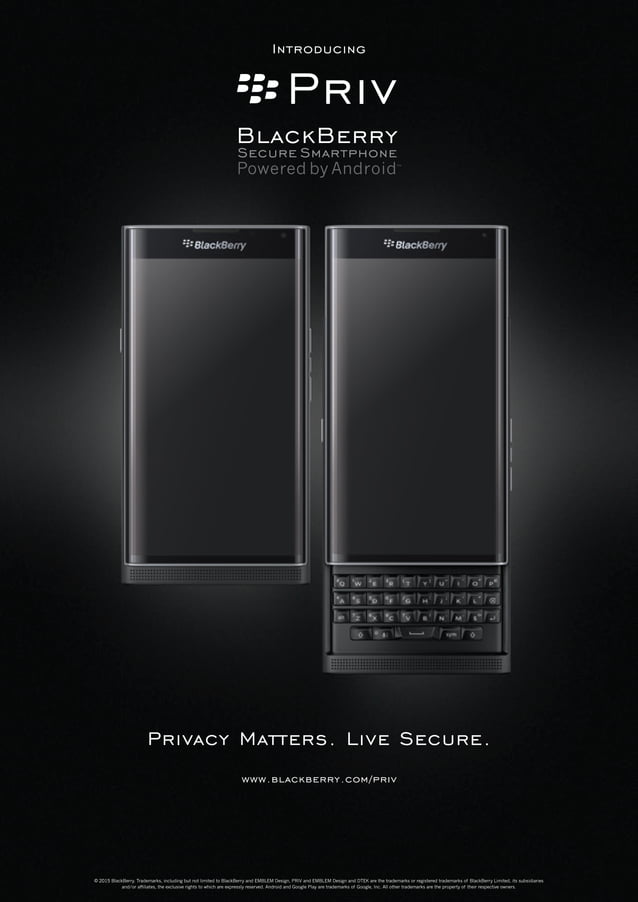 BlackBerry PRIV Secure Smartphone Powered by Android: Posters | PDF