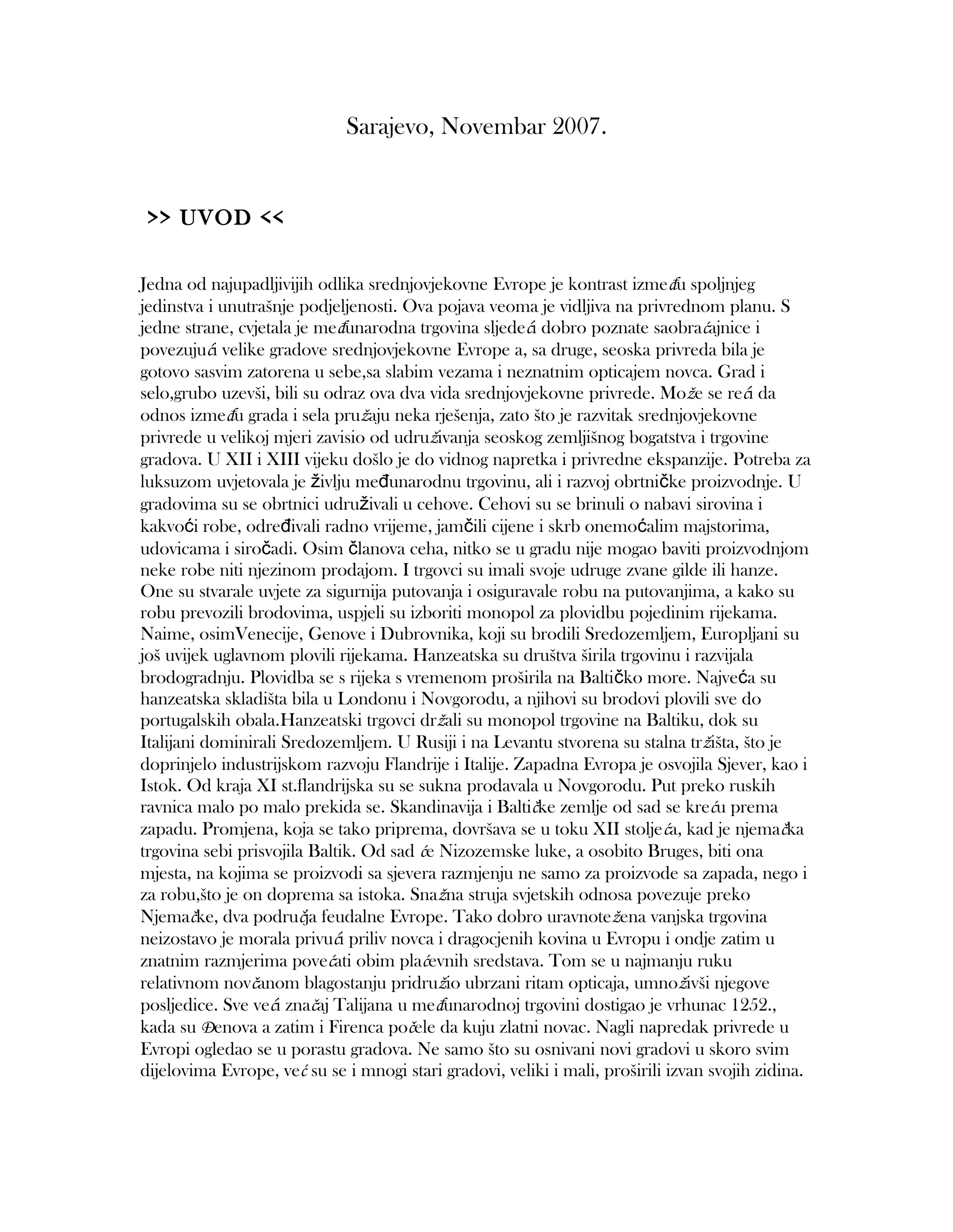 Privreda i trgovina u srednjem vijeku istorija | DOC