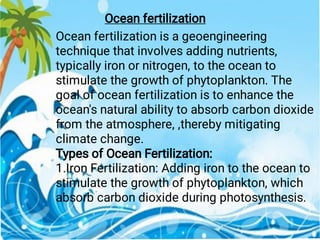 Marine Nitrogen cycle, Iron limitation, ocean fertilization | PDF