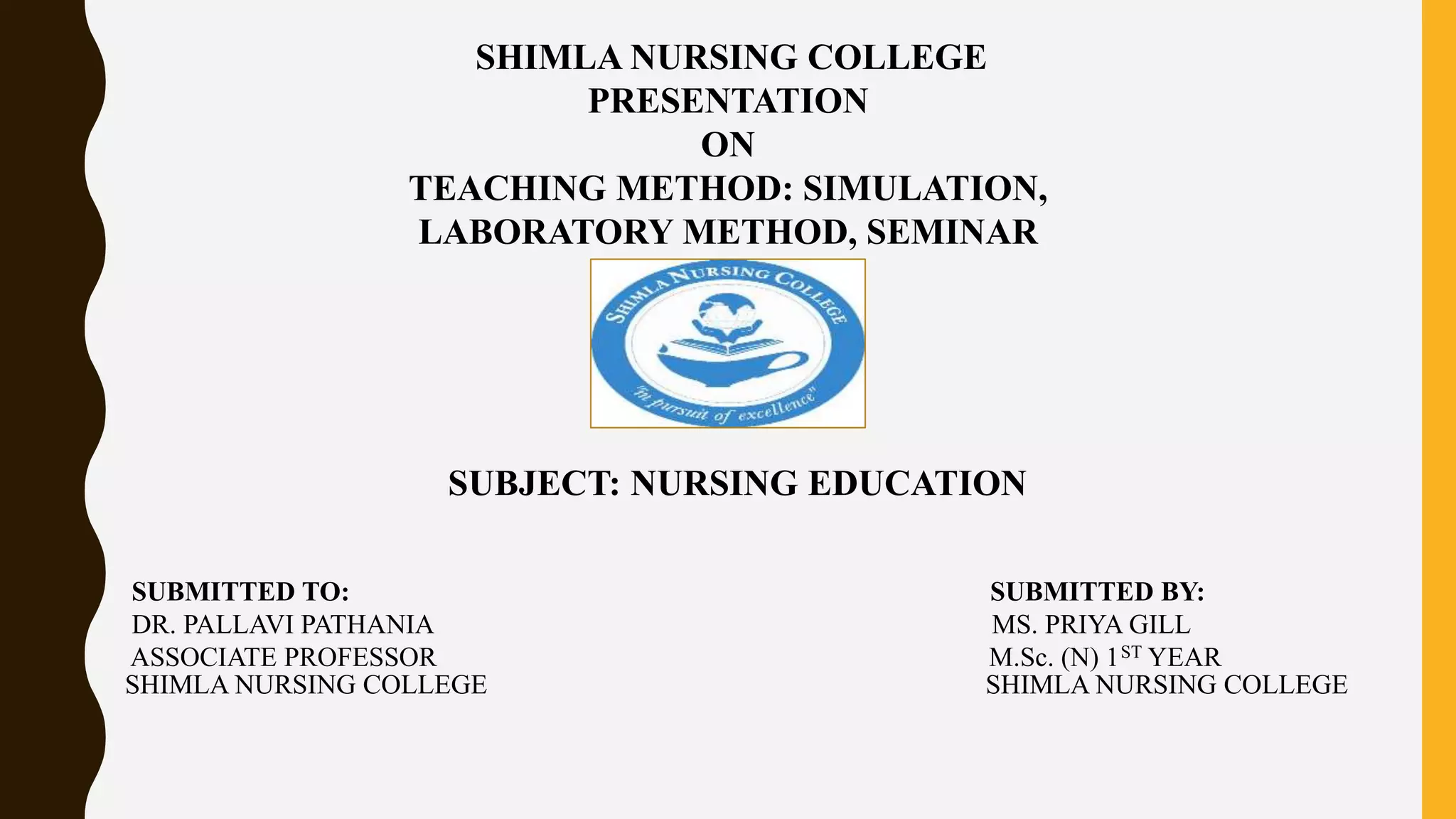 Teaching method (seminar, simulation, laboratory method) | PPT