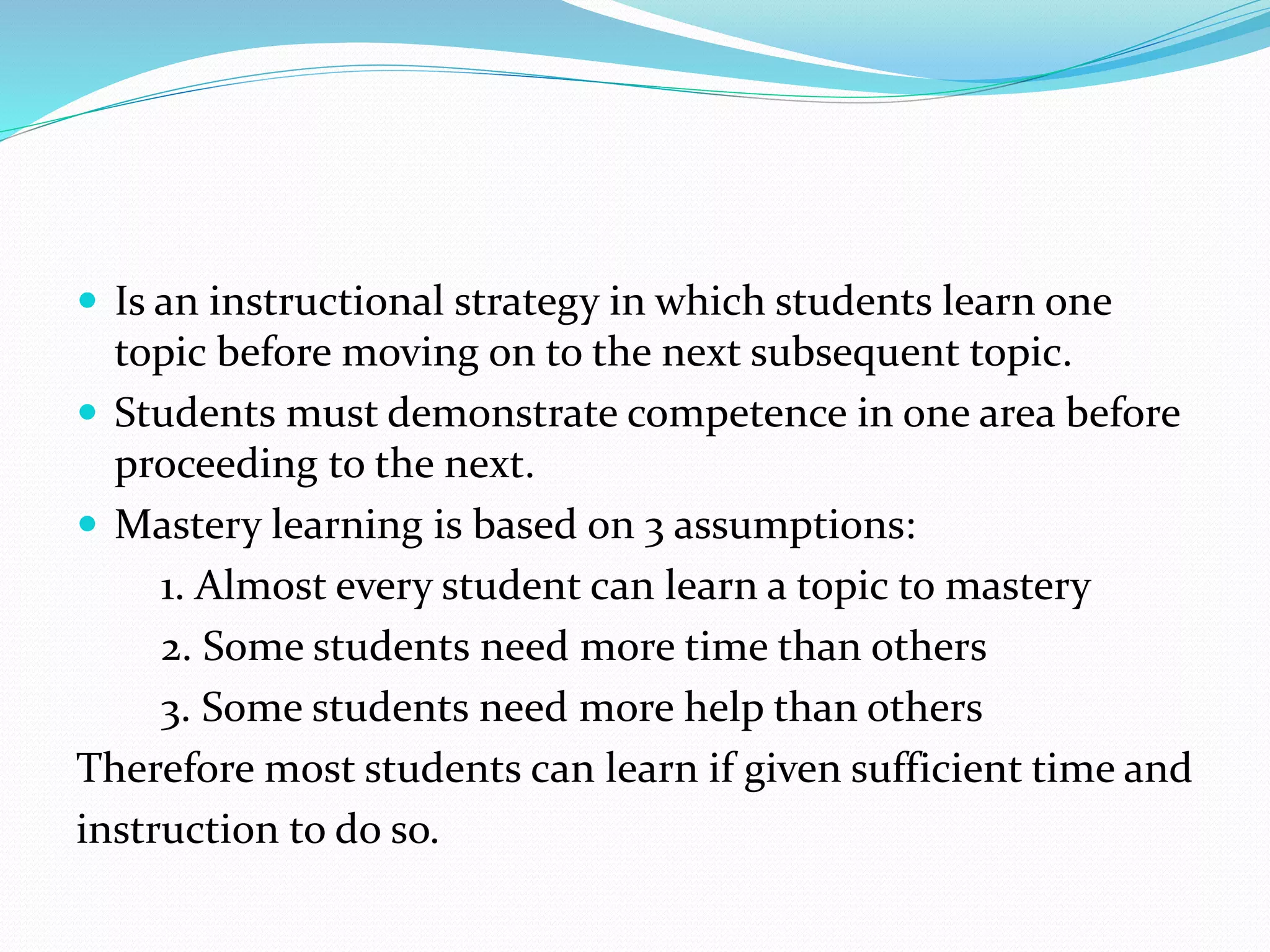 Mastery Learning Model | PPTX