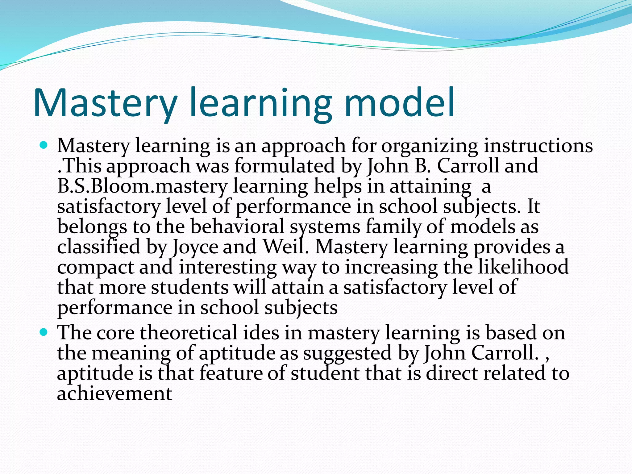 Mastery Learning Model | PPTX