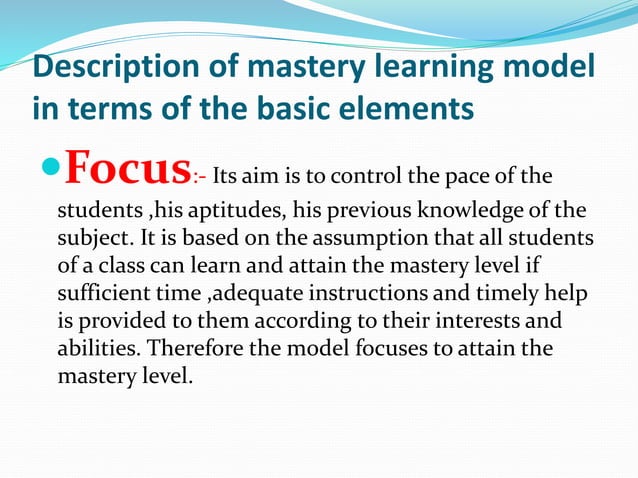 Mastery Learning Model | PPTX