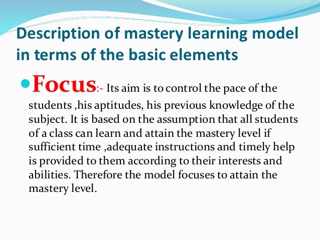 Mastery Learning Model