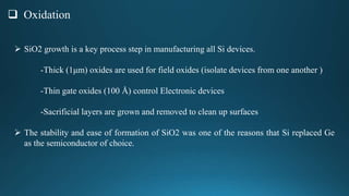 Fabrication of Semiconductors | PPTX