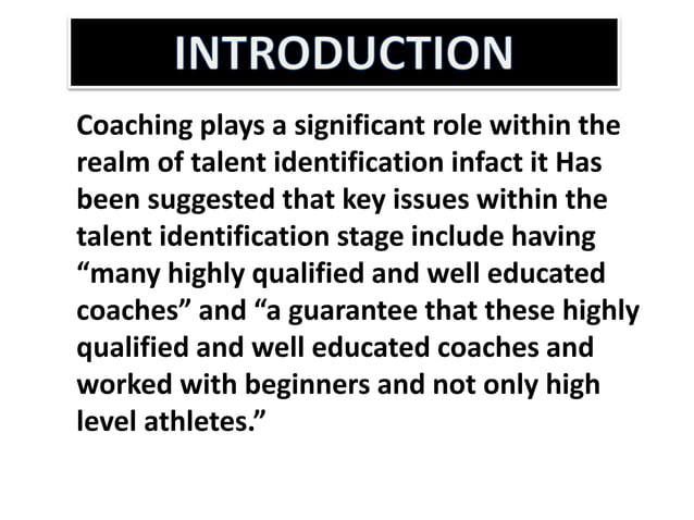 Talent Identification and Sports Training | PPTX