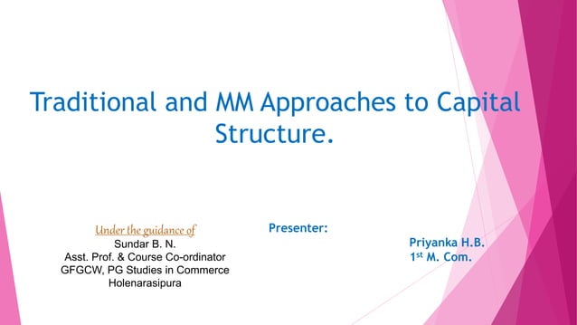 Traditional and MM Approaches to Capital Structure. | PPTX | Business ...