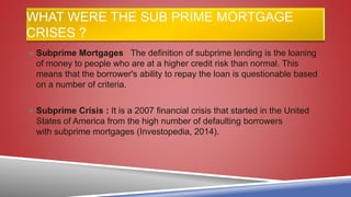Research Proposal on Subprime Mortgage Loss | PPT