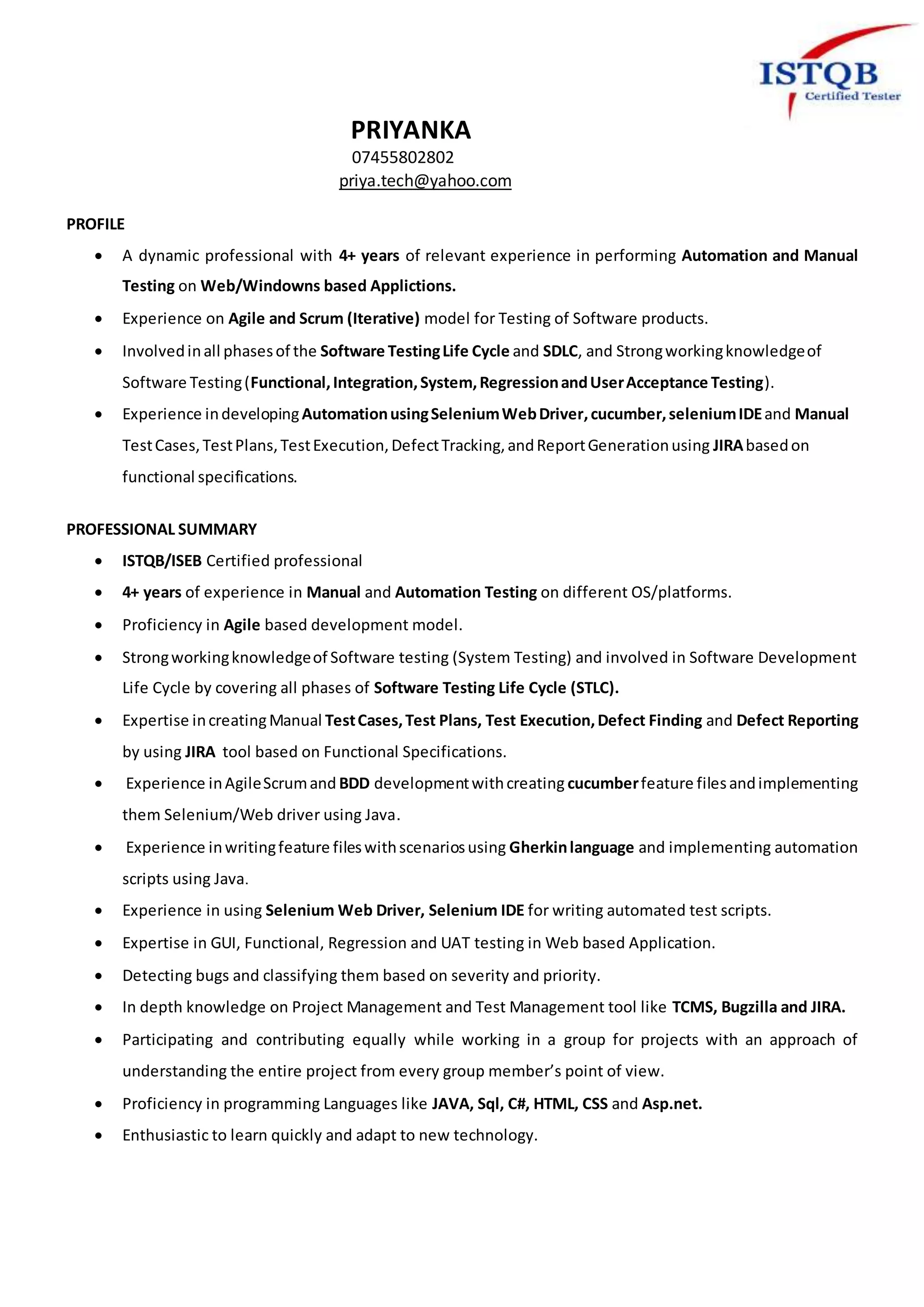 Priyanka cv | PDF