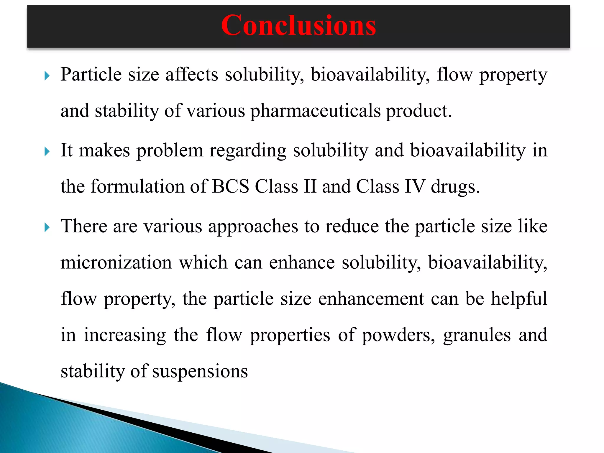 presentation on role of drug particle size in pharmaceuticals | PPTX
