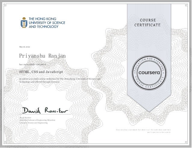 Priyanshu Ranjan Coursera Certificate Pdf