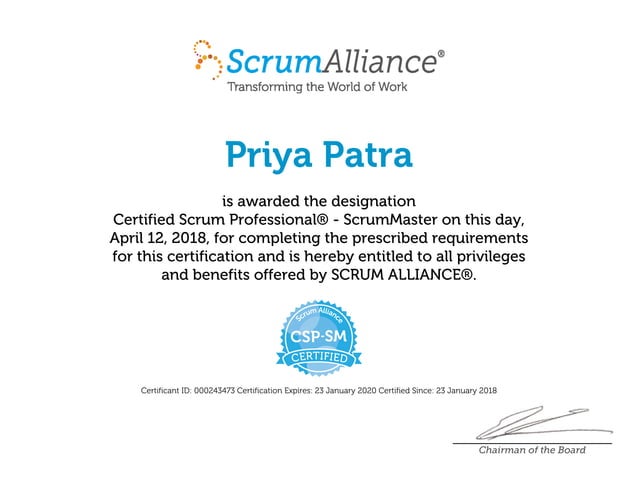 Certified Scrum Professional - Scrum Master | PPT