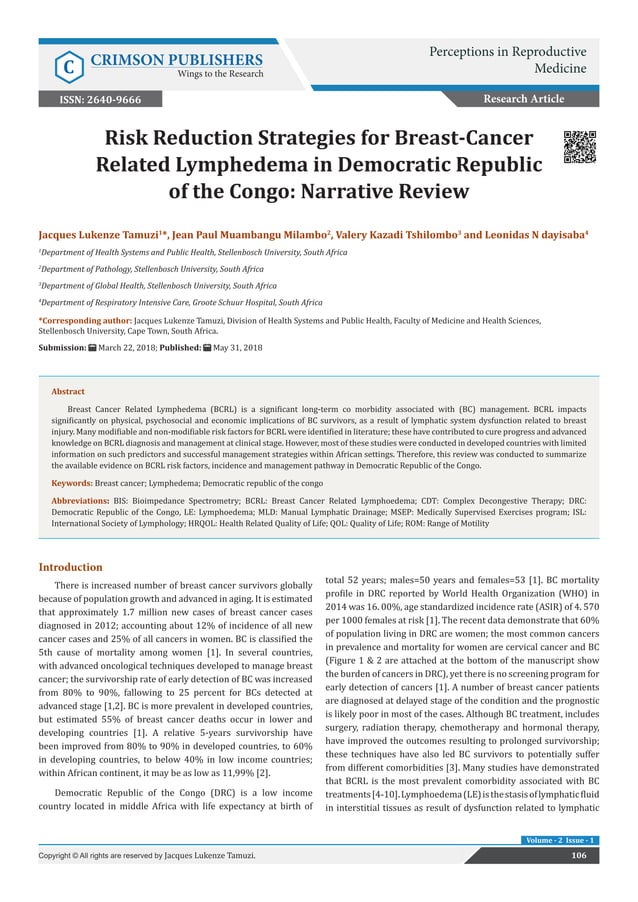 Risk Reduction Strategies for Breast-Cancer Related Lymphedema in ...