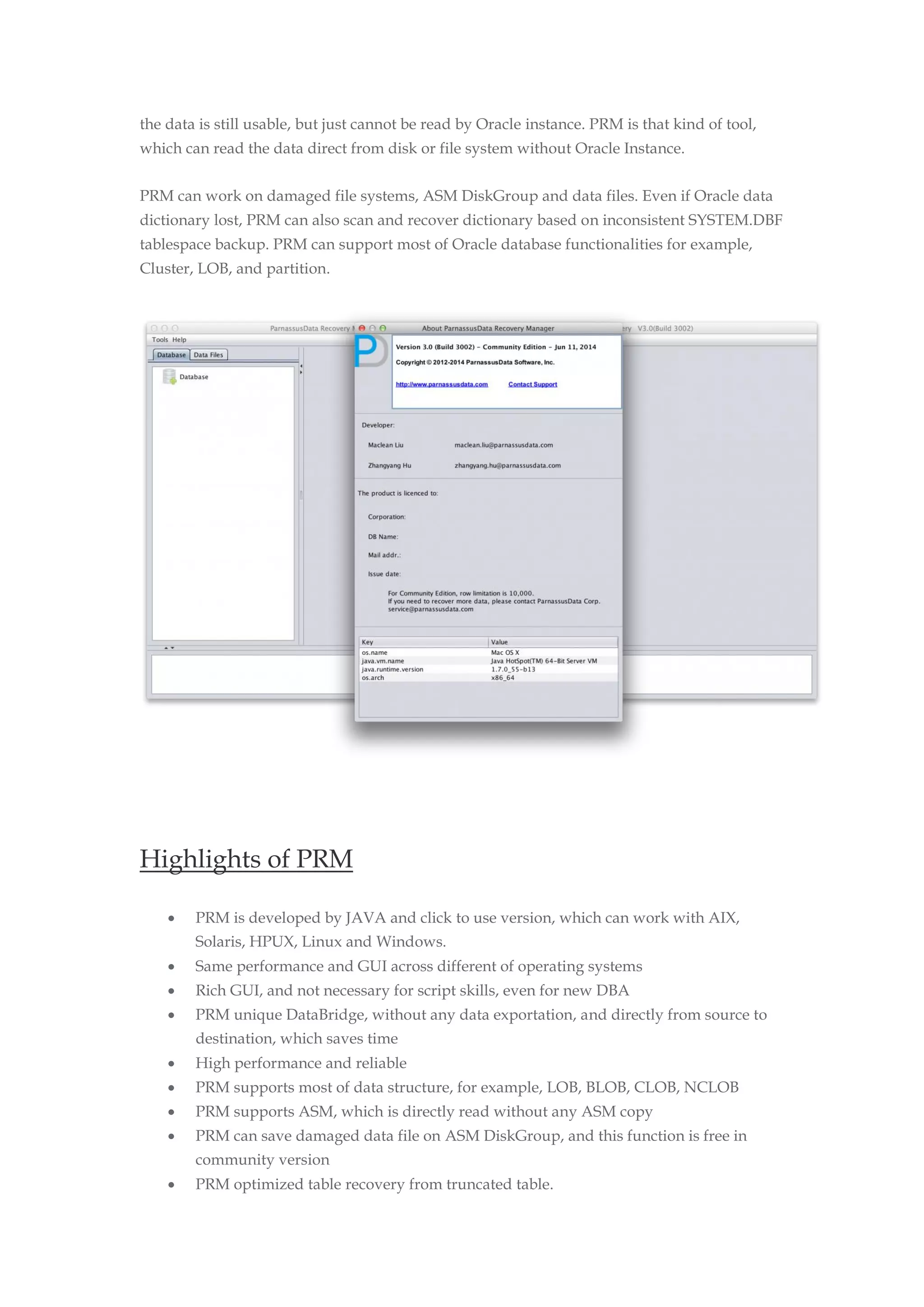 Prm Dul Is An Oracle Database Recovery Tool Database Pdf