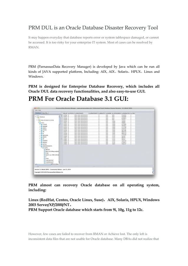 Prm dul is an oracle database recovery tool database | PDF