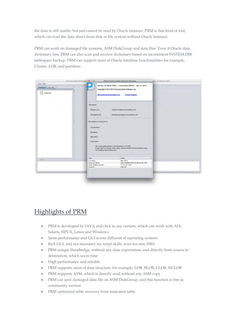 Prm dul is an oracle database recovery tool database | PDF
