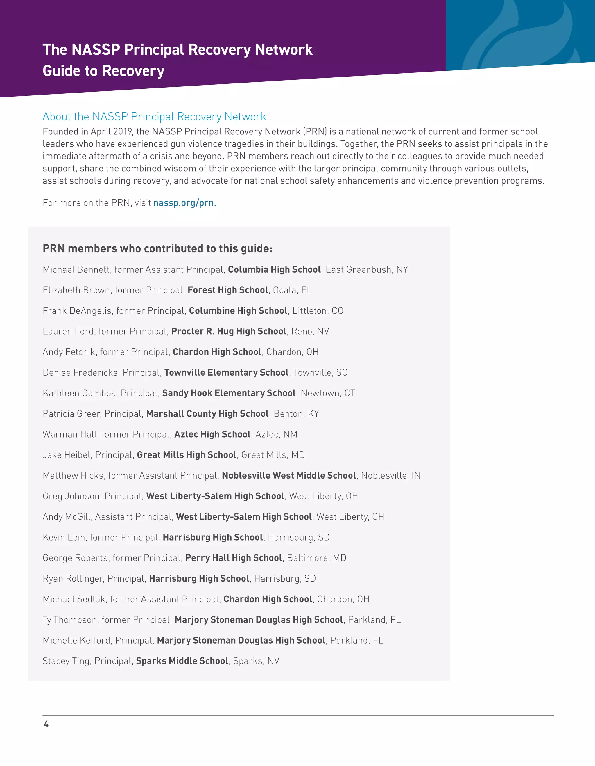 The NASSP Principal Recovery Network Guide to Recovery | PDF