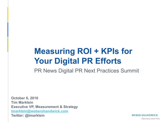 PR News Digital Summit: Measuring ROI + KPIs for Digital PR | PDF ...