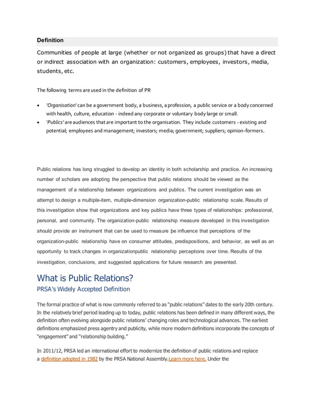 Pr notes | DOCX | Business | Business and Finance