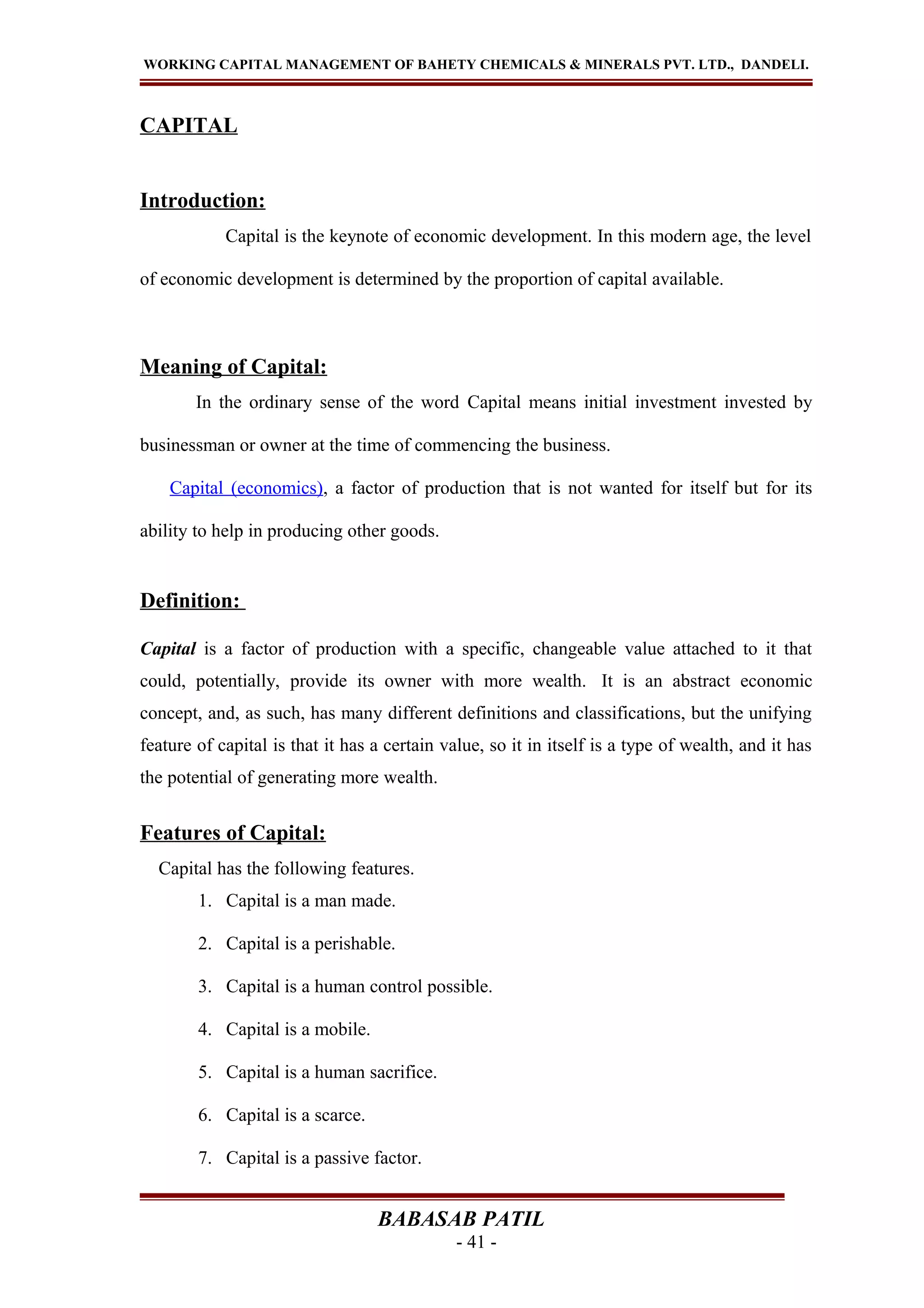 working capital analysis | PDF