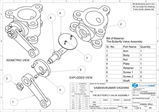 The Butterfly Valve Assembly Pro E vaibhavkumar vaghani | PDF