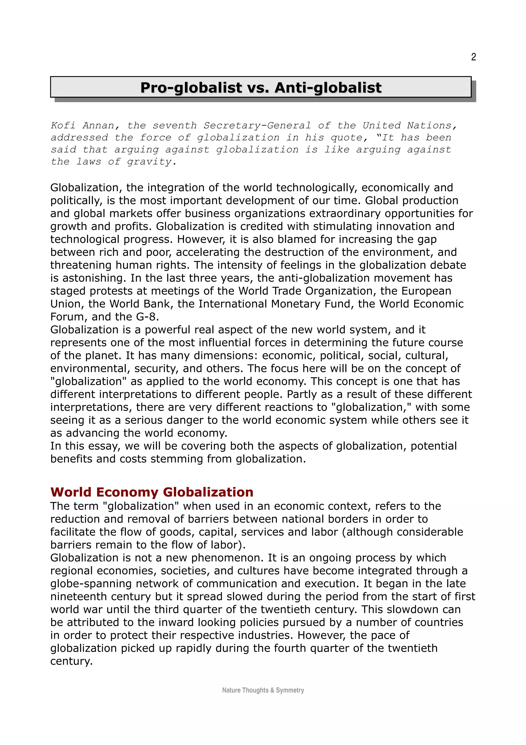 Pro globalist vs. Anti globalist | PDF