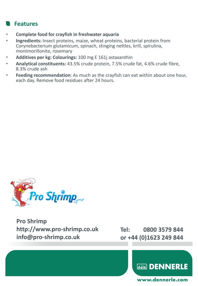 Pro Shrimp: Dennerle Shrimp King Cambarellus Datasheet | PDF