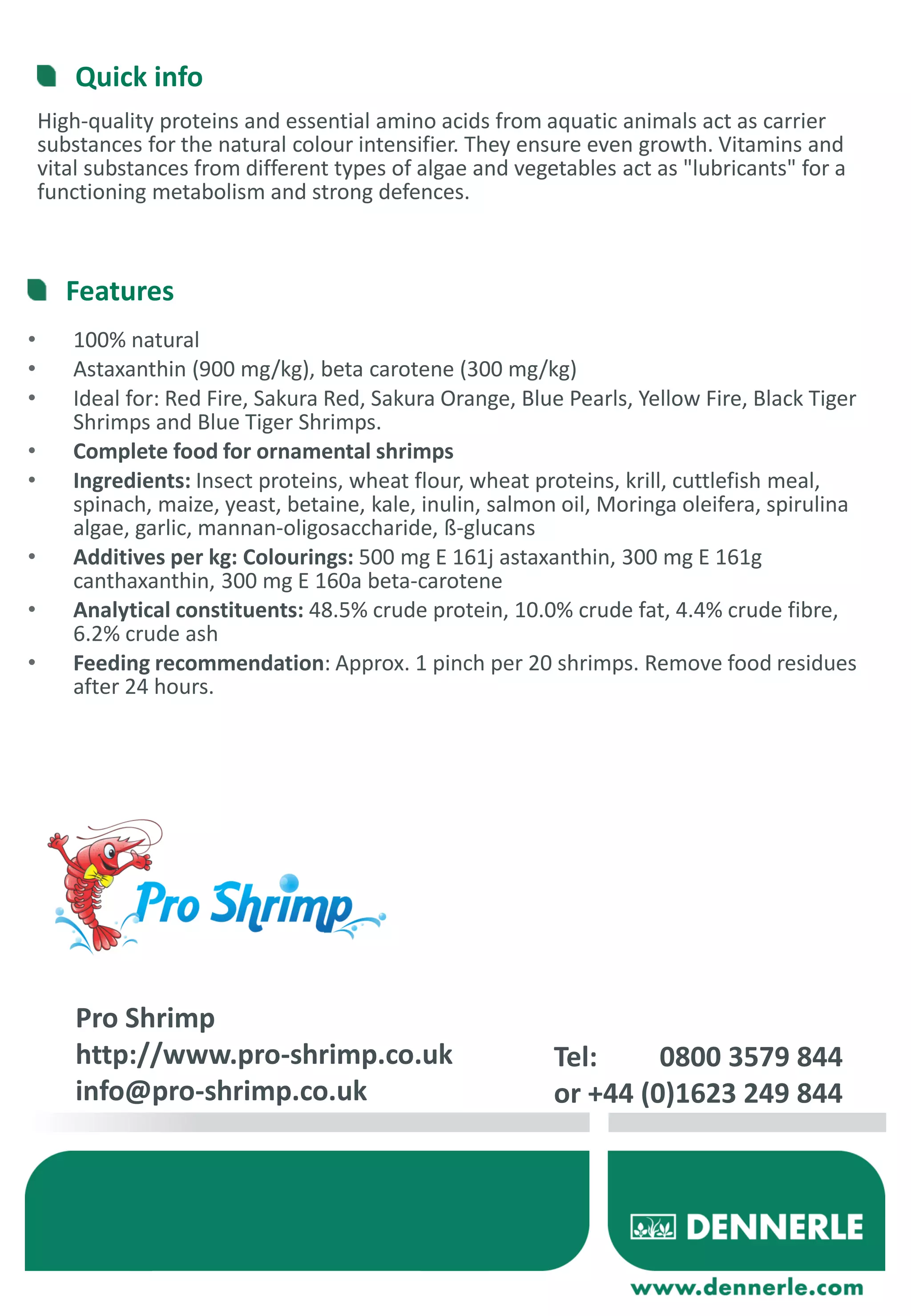 Pro Shrimp: Dennerle Shrimp King Color Datasheet | PDF