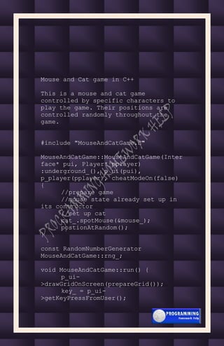 Mouse and Cat Game In C++ | PDF | Programming Languages | Computing