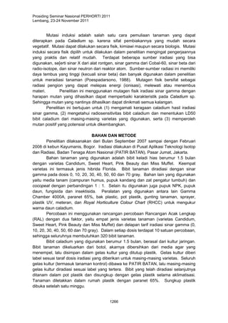 PENGARUH MUTASI INDUKSI MELALUI IRADIASI SINAR GAMMA TERHADAP KERAGAAN ...