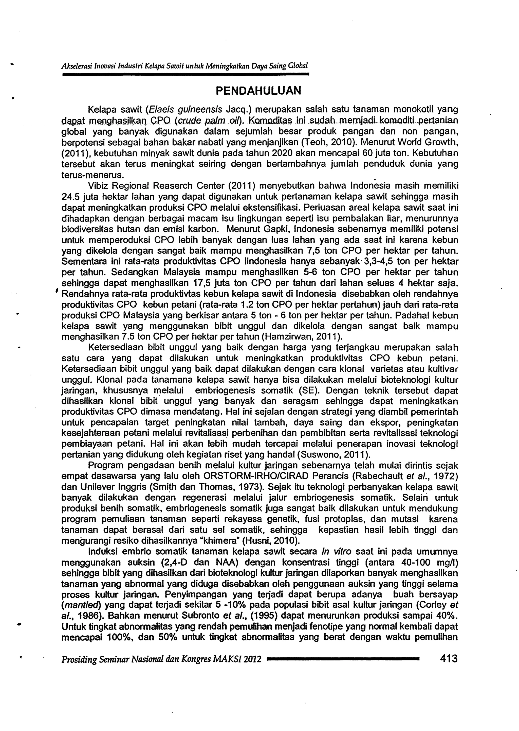 EMBRIOGENESIS SOMATIK LANGSUNG PADA TANAMAN KELAPA SAWIT | PDF